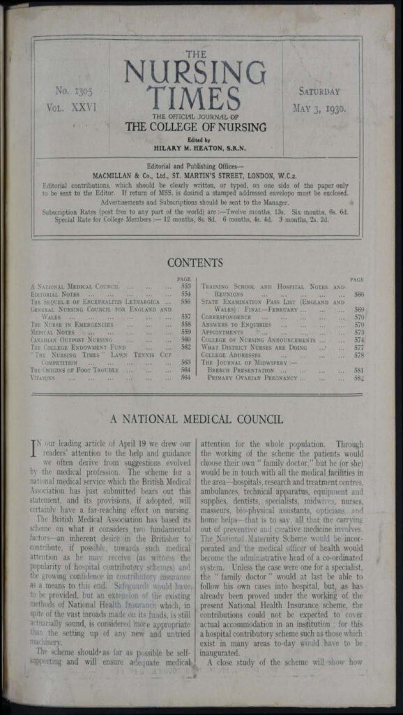 Issue 1305 1930 05 03 Nursing Times