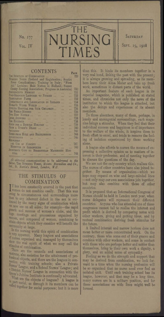 Issue: 177 1908-09-19 | Nursing Times Issue: 177 1908-09-19 | Nursing Times