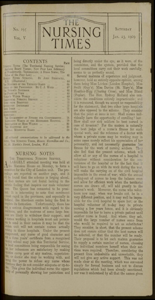 Issue 195 1909 01 23 Nursing Times 