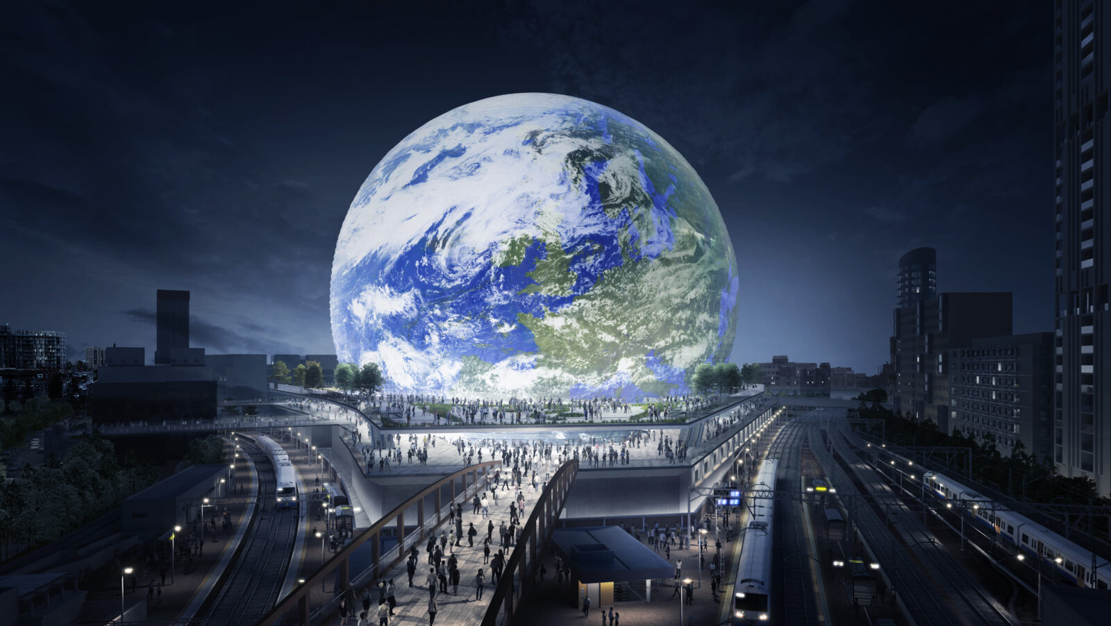 Populous Sphere’s giant glowing adverts spark controversy