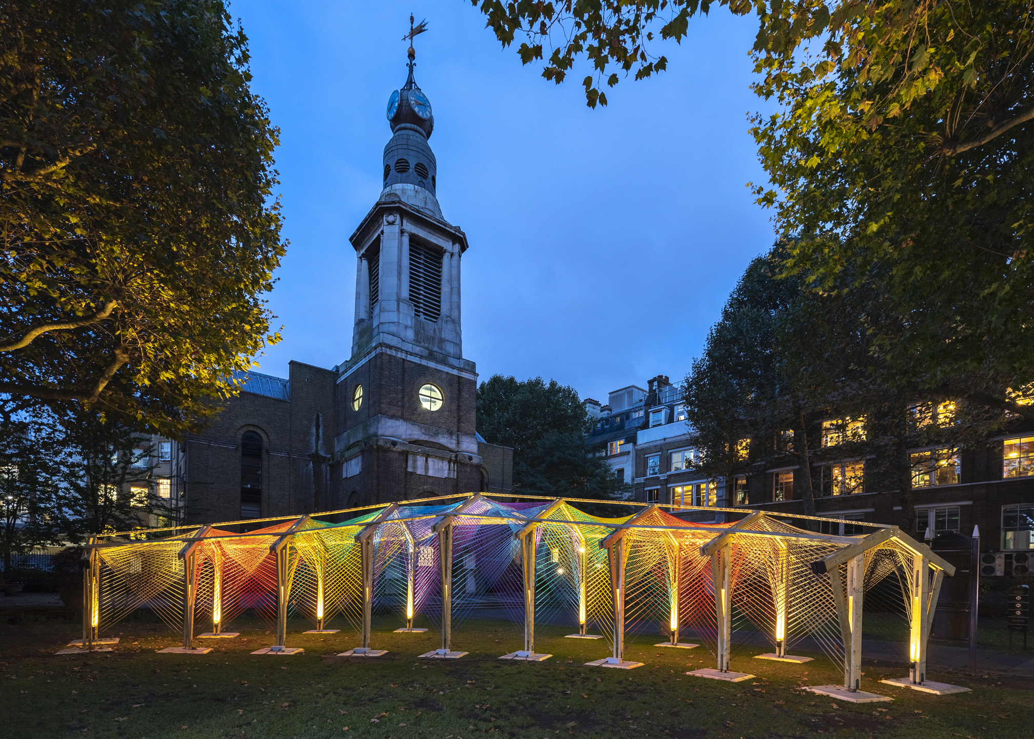 Pride pavilion designed by young Fosters team constructed in Soho