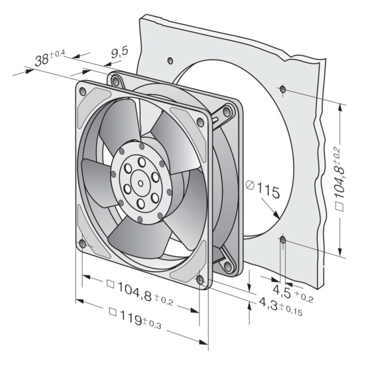 Ebm-papst Axial Fan, 119 X 119 X 38mm, 180m³/h, 18W, 115 V Ac (4000Z Series) | 4606ZH ...