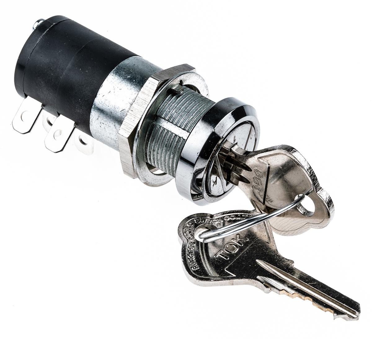 Mains Key Switch, DP, 4 A @ 125 V ac 2-Way, -20 → +85°C | P2-3FBA-209 ...