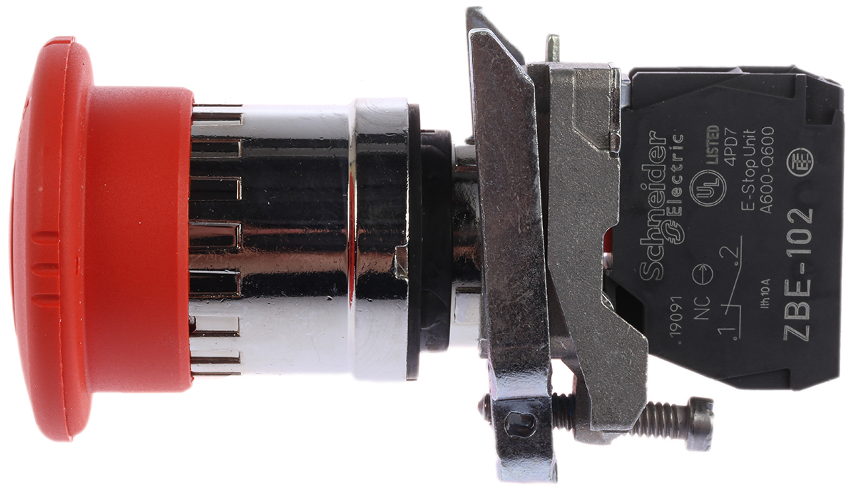 Schneider Electric Harmony, Red, Twist To Reset 40mm Mushroom Head Emergency Button | XB4BS8442 ...