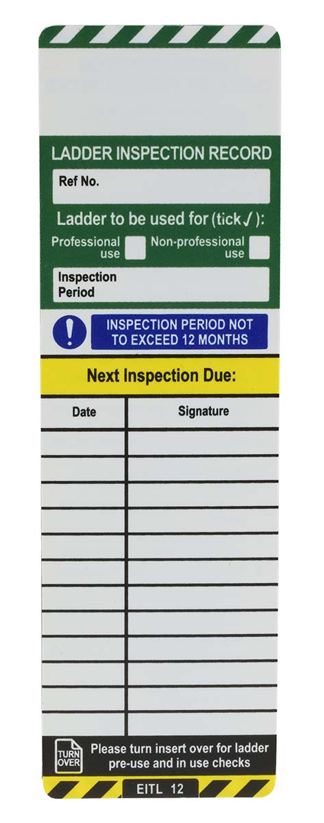 Brady LAD-GB-EITL-12-10, Black On Green, White, Yellow, Safety Ladder ...