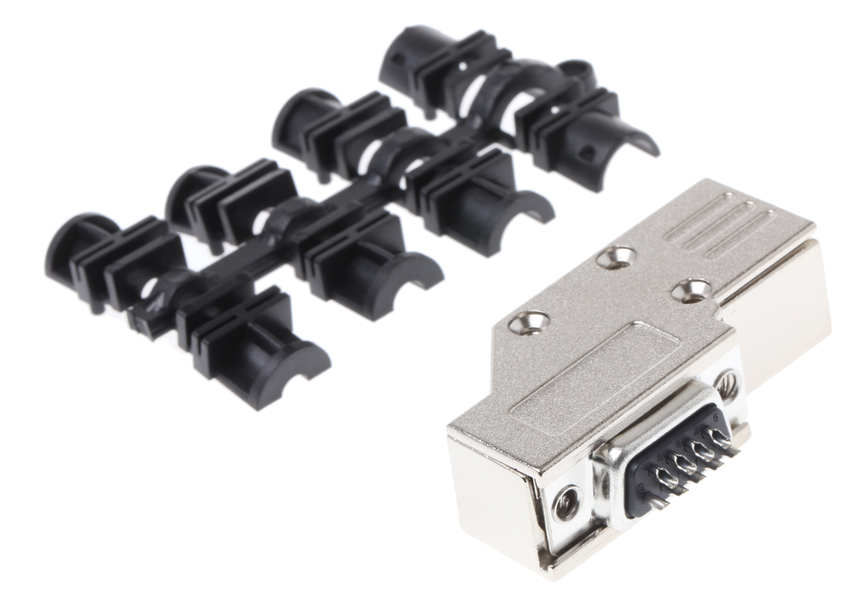 MHDCMR Series, Right Angle 9 Way D-Sub Socket Connector Kit With Hood ...
