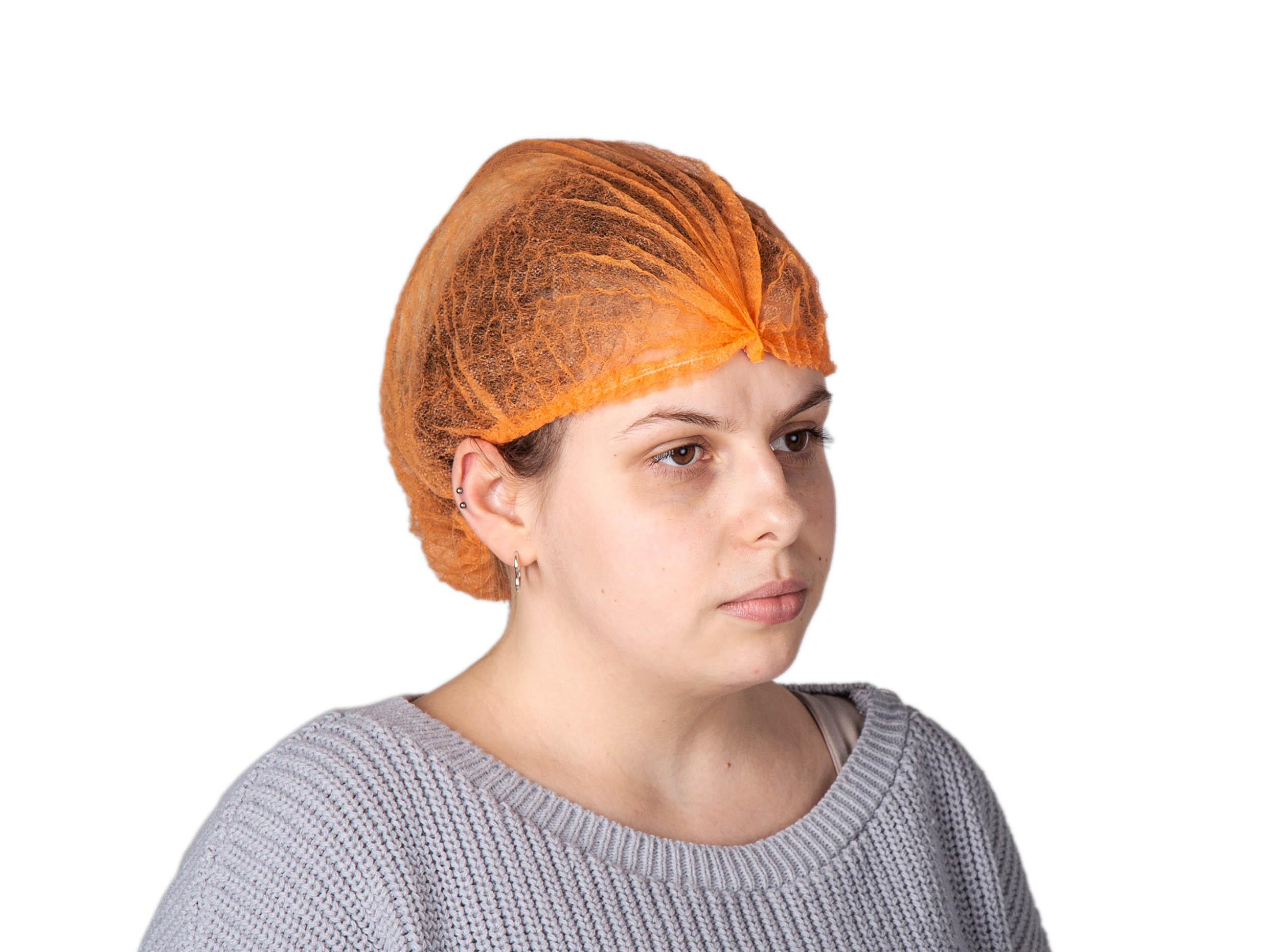 Reldeen Orange Disposable Hair Cap For Food Industry Use, 52 Cm, Mob ...