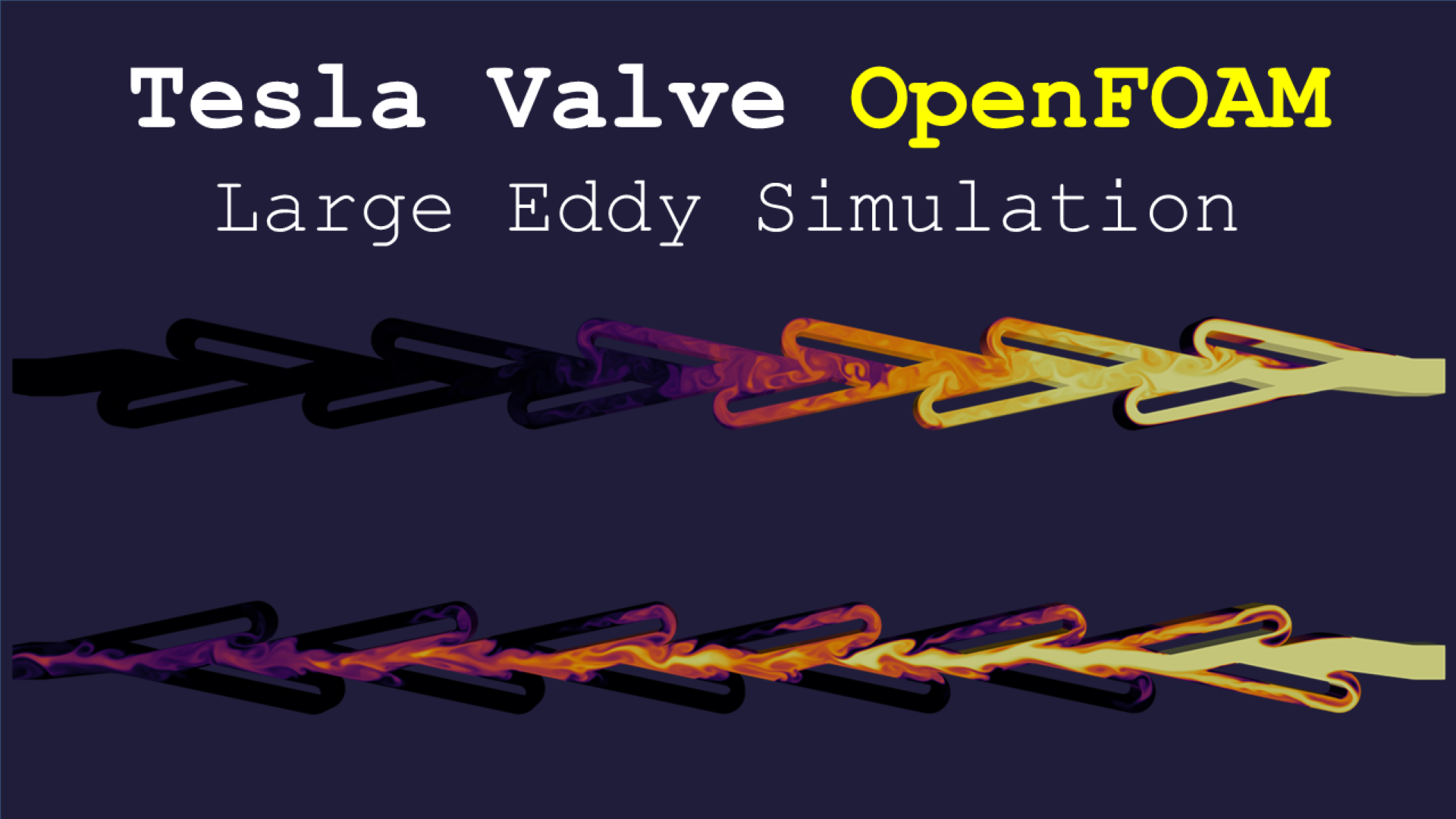 OpenFOAM Tesla Valve LES | case 2: unimpeded flow