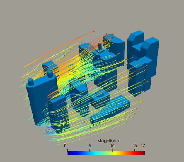 Wind flow around buildings using SimFlow