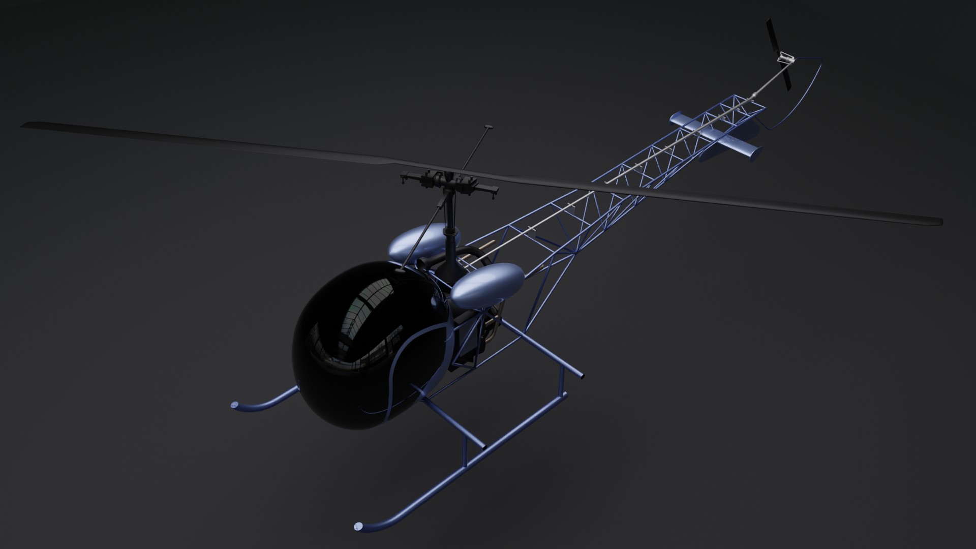 Bell H-13 Helicopter 3D Model in 3D - Free 3D Model - .glb .gltf - FetchCFD