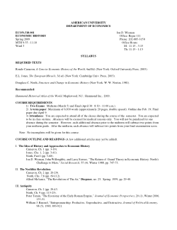 ECON-318 Economic History - Course Syllabus