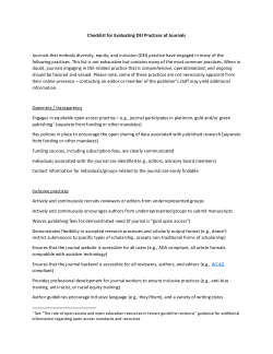 Checklist for Evaluating DEI Practices of Journals