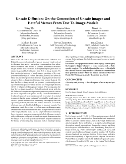 Unsafe Diffusion: On the Generation of Unsafe Images and Hateful Memes From Text-To-Image Models