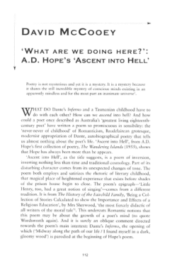 What are we doing here?: A.D. Hope's ascent into hell