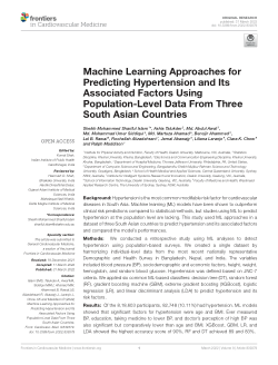 Machine Learning Approaches for Predicting Hypertension and Its ...