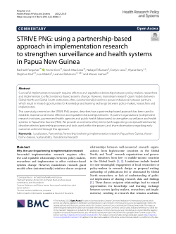 STRIVE PNG: using a partnership-based approach in implementation ...