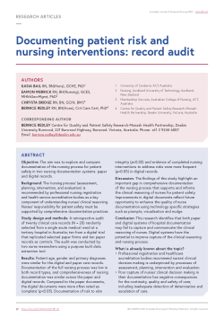Documenting patient risk and nursing interventions: Record audit