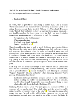 Tell All The Truth but Tell it Slant: Poetic Truth and Indirectness