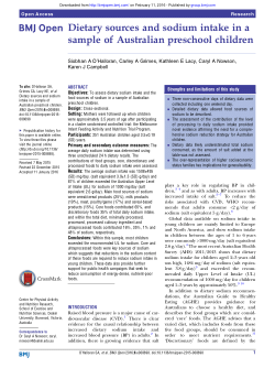 Dietary sources and sodium intake in a sample of Australian preschool ...