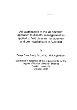 Examination of the "all hazards" approach to disaster management as ...