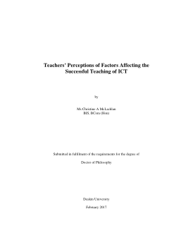 Teachers perceptions of factors affecting the successful teaching of ICT