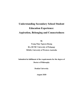 Understanding Secondary School Student Education Experience: Aspiration ...