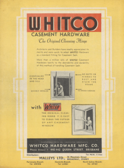 Whitco casement hardware : the original cleaning hinge
