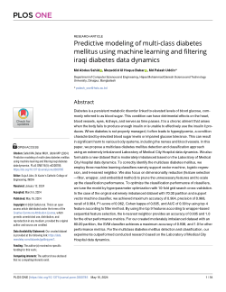 Predictive modeling of multi-class diabetes mellitus using machine ...