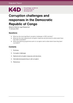 Corruption Challenges and Responses in the Democratic Republic of Congo