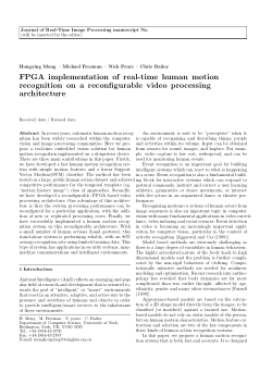 FPGA implementation of real-time human motion recognition on a reconfigurable video processing ...
