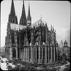Cologne Cathedral: Overall exterior view of the east, apse side ...