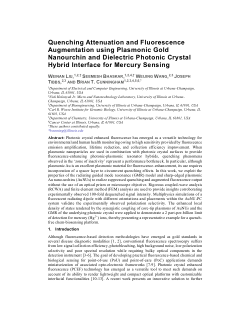 Quenching Attenuation and Fluorescence Augmentation using Plasmonic ...