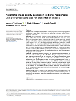 Item - Automatic image quality evaluation in digital radiography using ...
