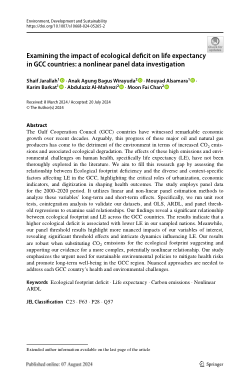 Examining the impact of ecological deficit on life expectancy in GCC countries: a nonlinear ...