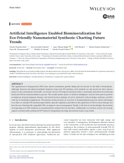 Artificial Intelligence Enabled Biomineralization for Eco‐Friendly Nanomaterial Synthesis ...