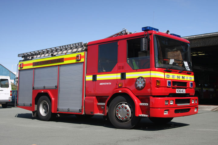 Fire Engines Photos - Aberystwyth Wales Fire station Dennis