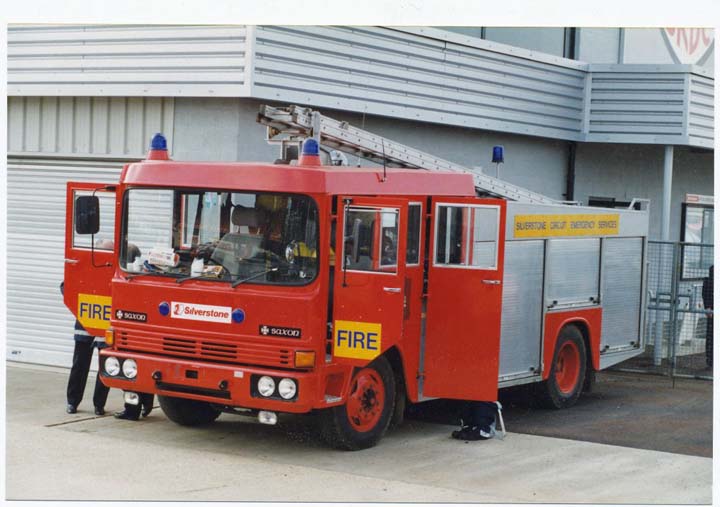 Fire Engines Photos - Fire engine at Silverstone Motor Racing Circuit