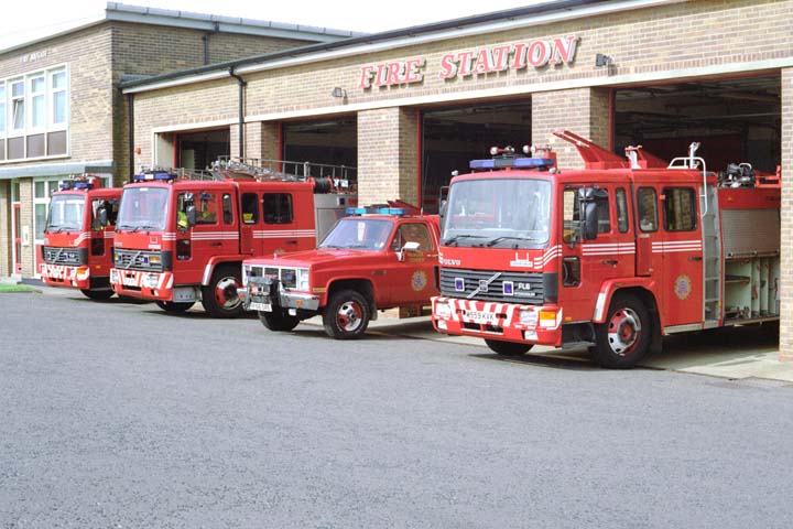 Line up of fire engines Hebburn Fire station