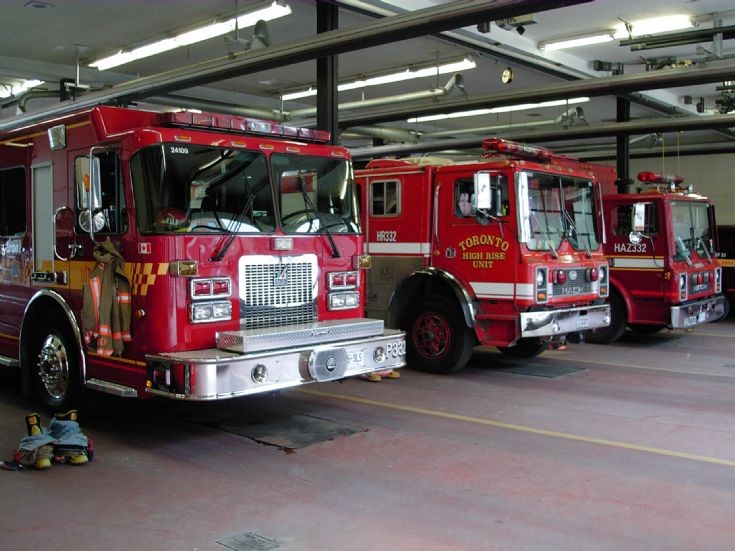 Toronto Line up Fire engines