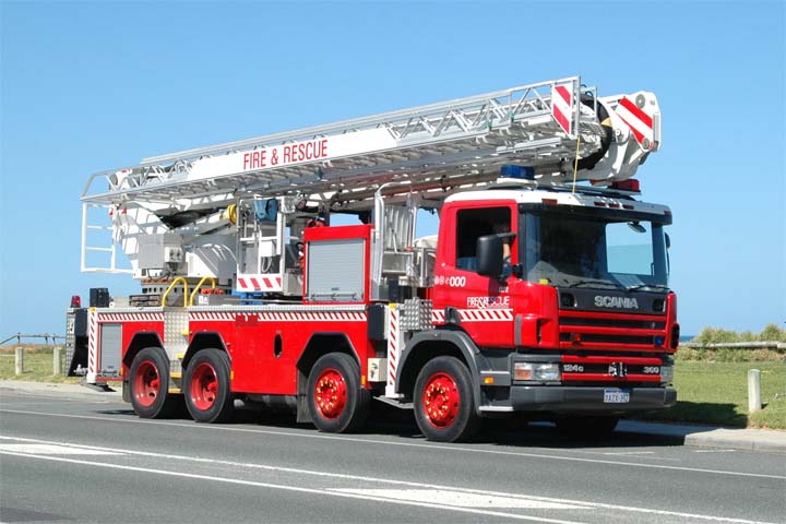 Fire Engines Photos - Scania Fire Aerial appliance, Fremantle Australia