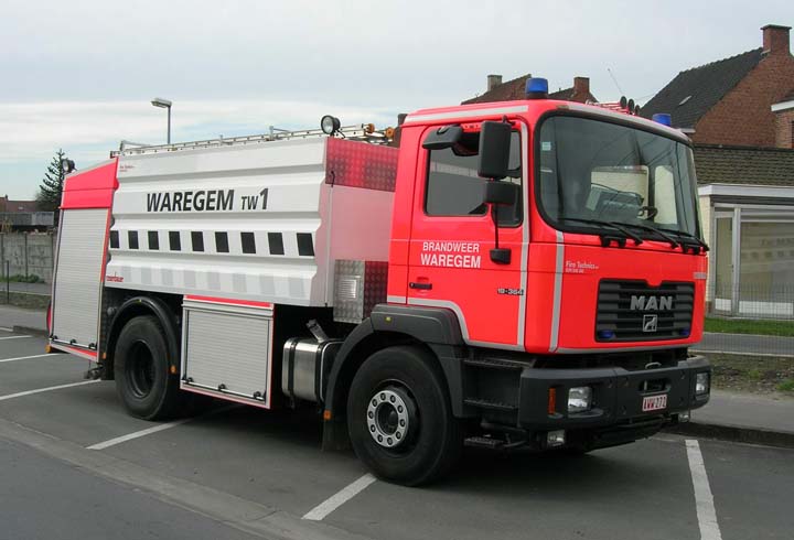 Fire Engines Photos - Waregem Belgium Watertanker MAN