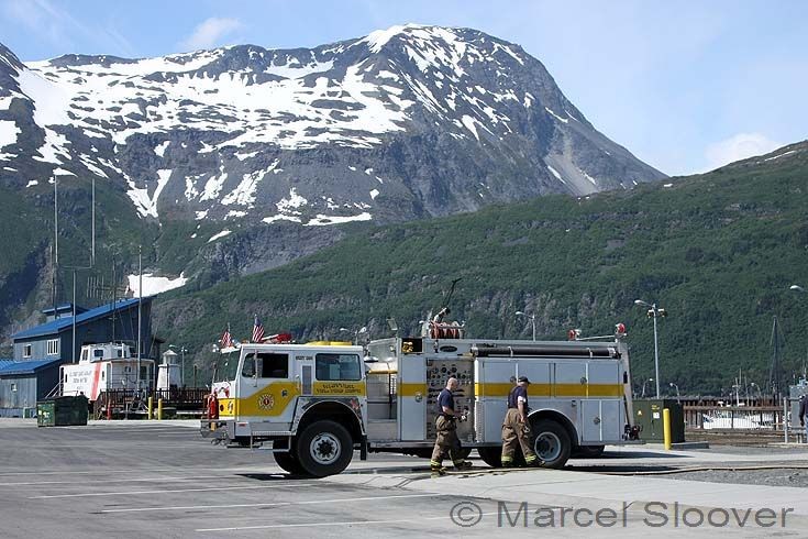 Fire Engines Photos - Engine 201 Whittier Alaska harbour