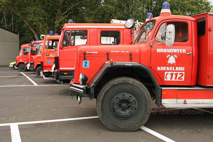 Fire Engines Photos - Line up Fire brigade Koekelare Belgium side