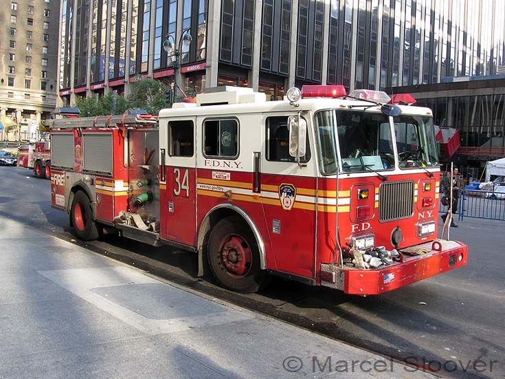 Fire Engines Photos - Engine 34 Seagrave Manhattan