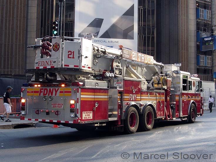 Fire Engines Photos - Ladder 21 Hells Kitchen Manhattan back
