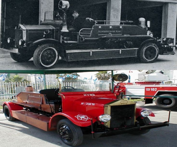 Fire Engines Photos - The first fire engine of Tel Aviv in Israel