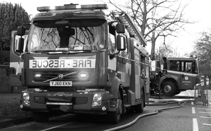 Fire Engines Photos - House fire in York (North Yorkshire).
