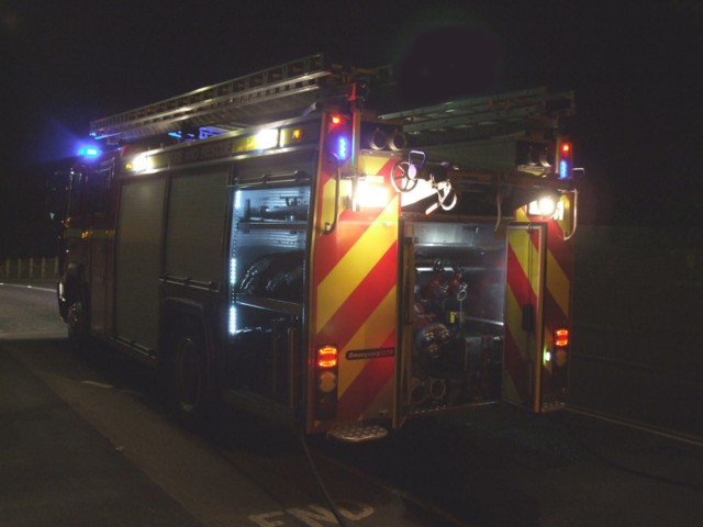 Fire Engines Photos - Appliance at night.