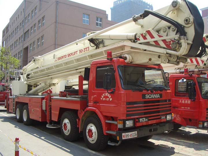 Fire Engines Photos - Scania 50m skylift by Bronto Dalian China