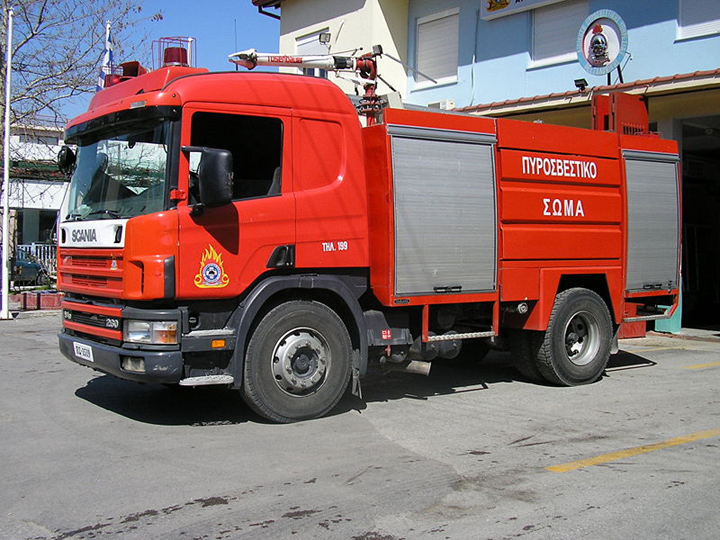 Fire Engines Photos - Scania pumper, Hellenic Fire Brigade Greece